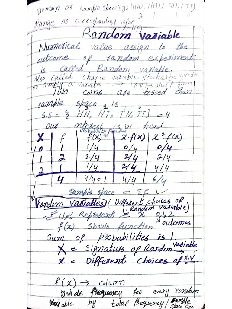 Random Variables Notes | PDF Random Variables Notes | PDF