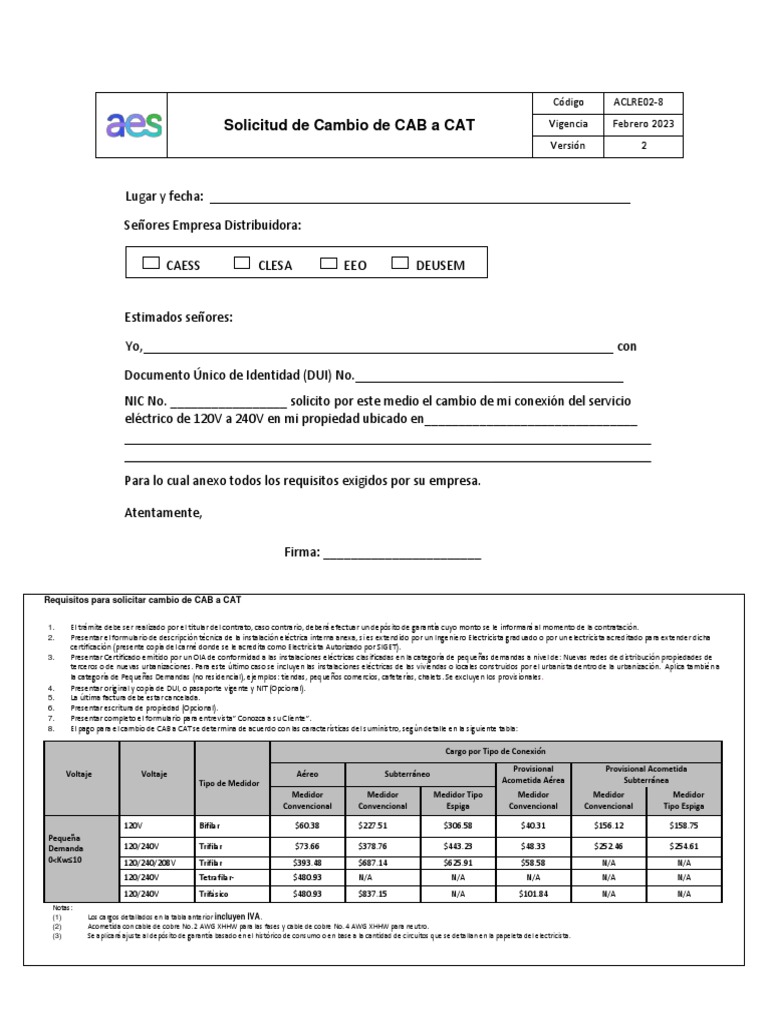Cambio de CAB CAT | PDF