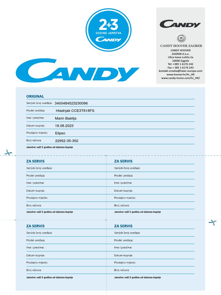 Jamstveni List Candy 180821 | PDF