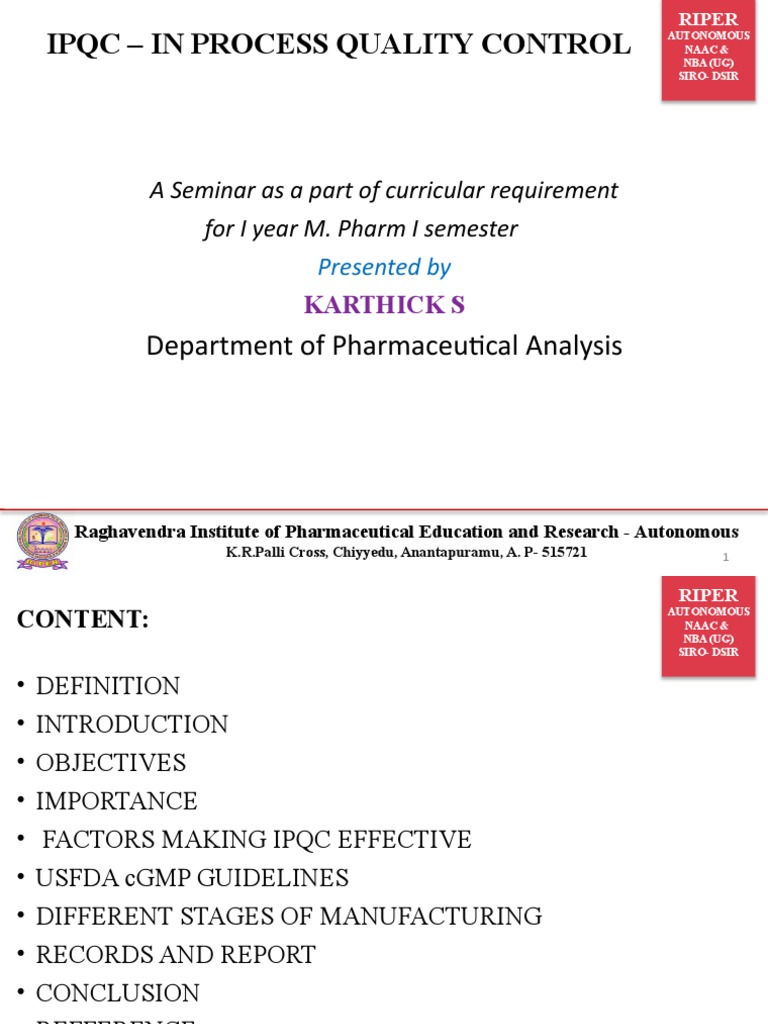 Ipqc Seminor | PDF