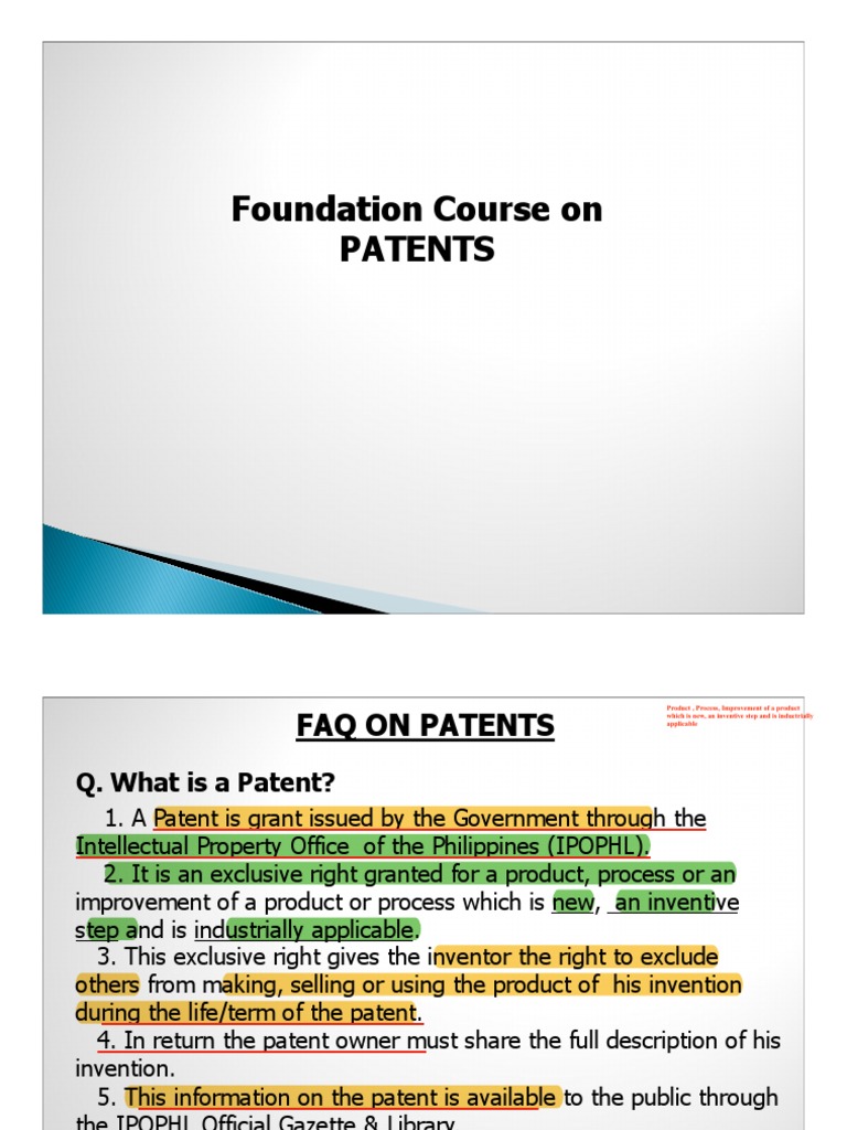 Patents Powerpoint Presentation Pdf Patent Patent Application
