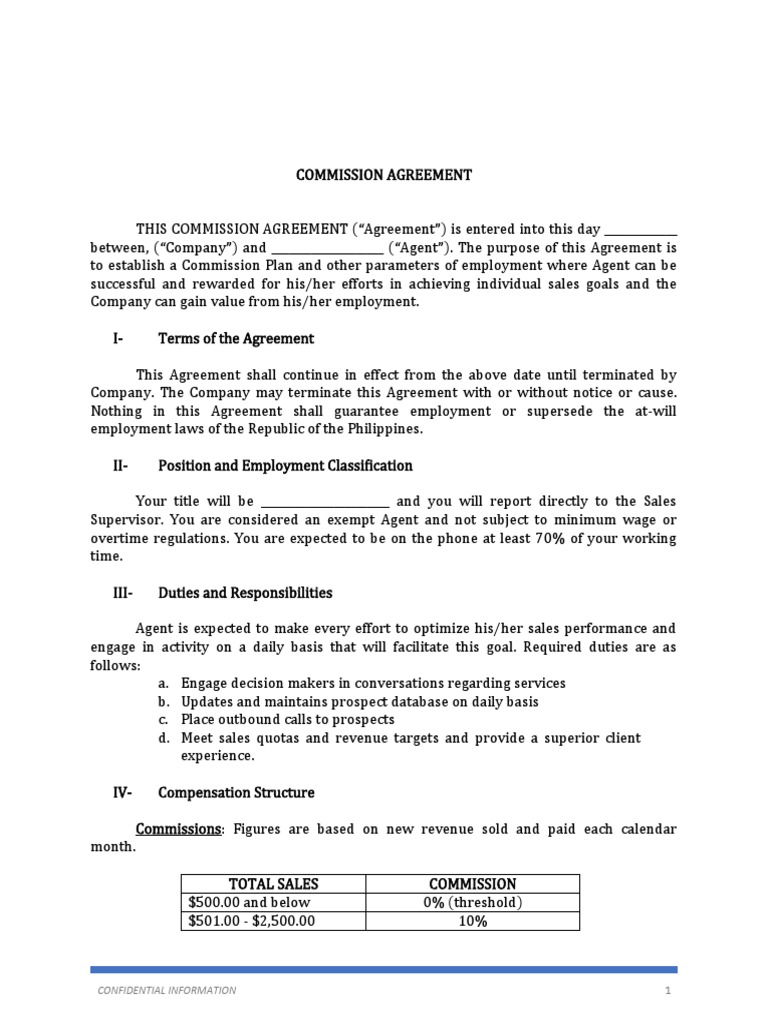 Sales Commission Agreement Template | PDF | Finance & Money Management