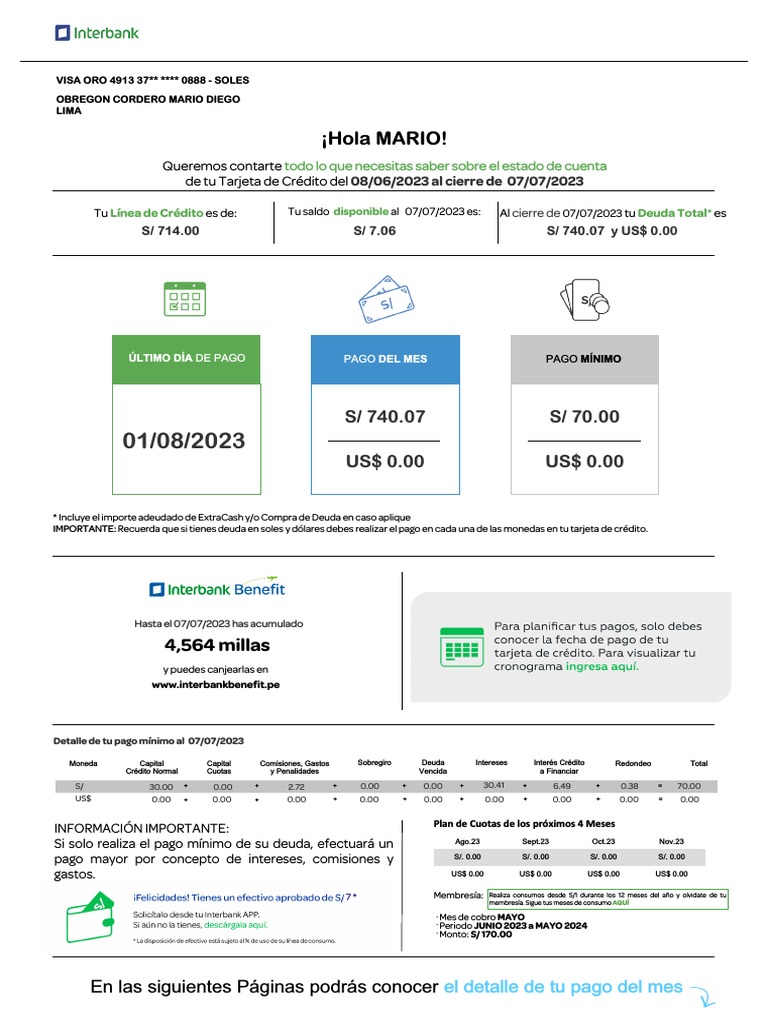 Detalle de Pago y Consumos Mensuales | PDF | Tarjeta de crédito | Economias