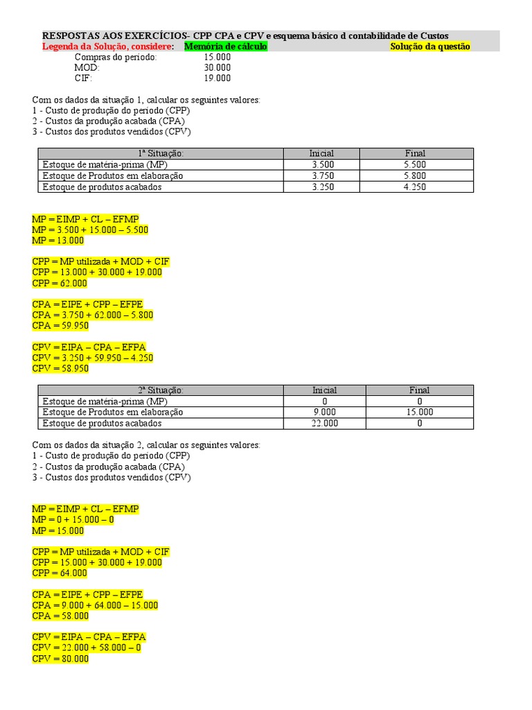 Cpa CPV e CPP - Respostas | PDF | Contabilidade financeira | Economia de negócios