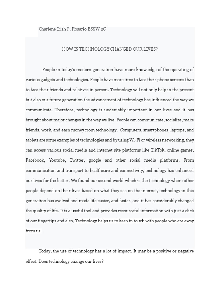 HOW IS TECHNOLOGY CHANGED OUR LIVES | PDF | Social Media | Popular ...
