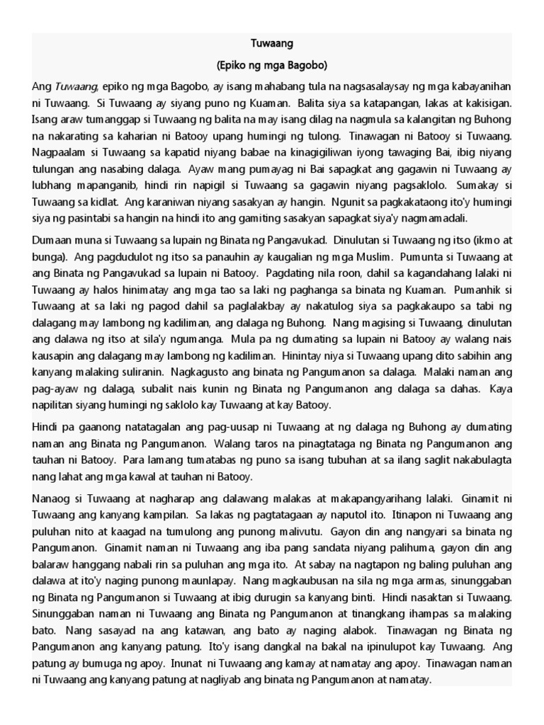 Tuwaang - EPIKO | PDF