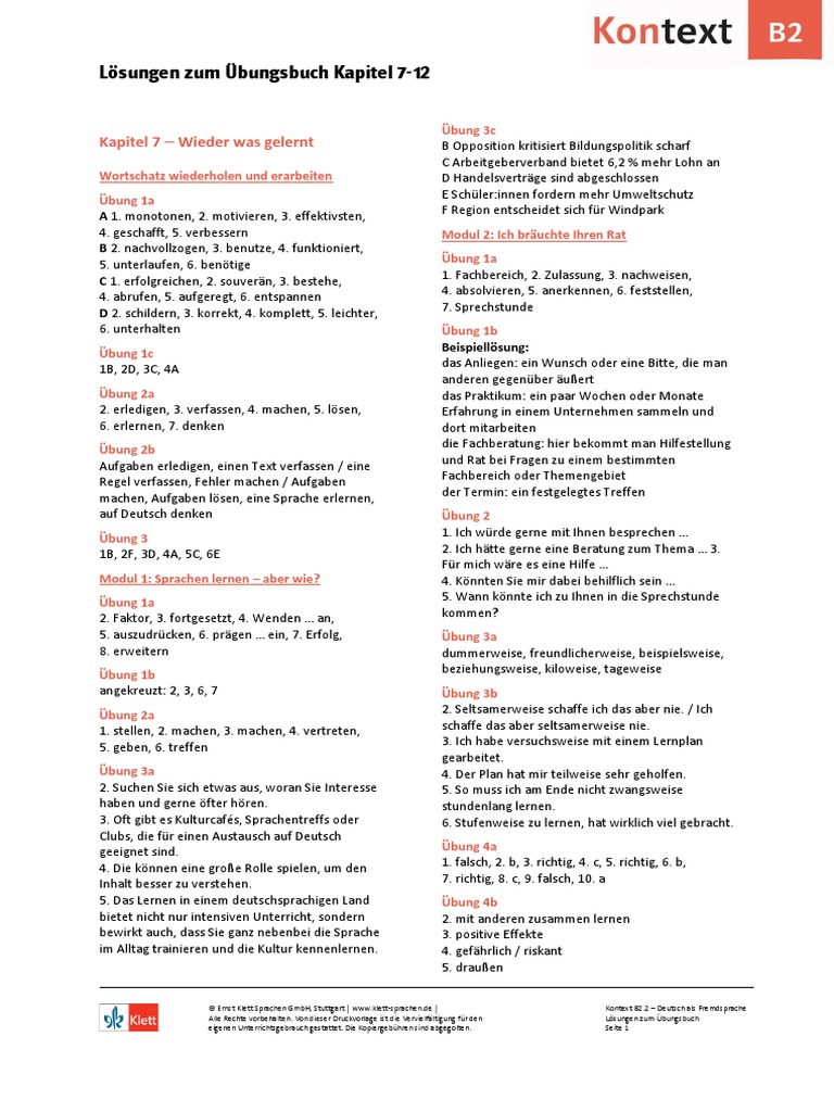 Kontext B2.2 KB Loesungen | PDF