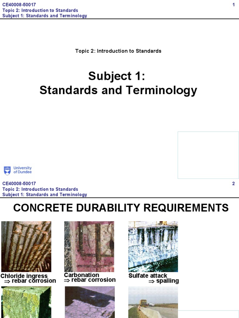 CE40008 - 50017 - T2S1 - Standards and Terminology | PDF | Concrete ...