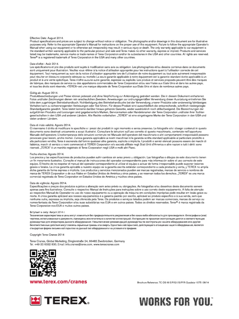 Terex Quadstar 1075 - Data Sheet - r1 22 | PDF