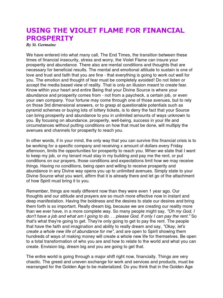 USE VIOLET FLAME FOR PROSPERITY | PDF | Divinity | Emotions