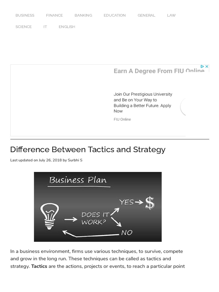 Difference Between Tactics and Strategy (With Comparison Chart) - Key ...