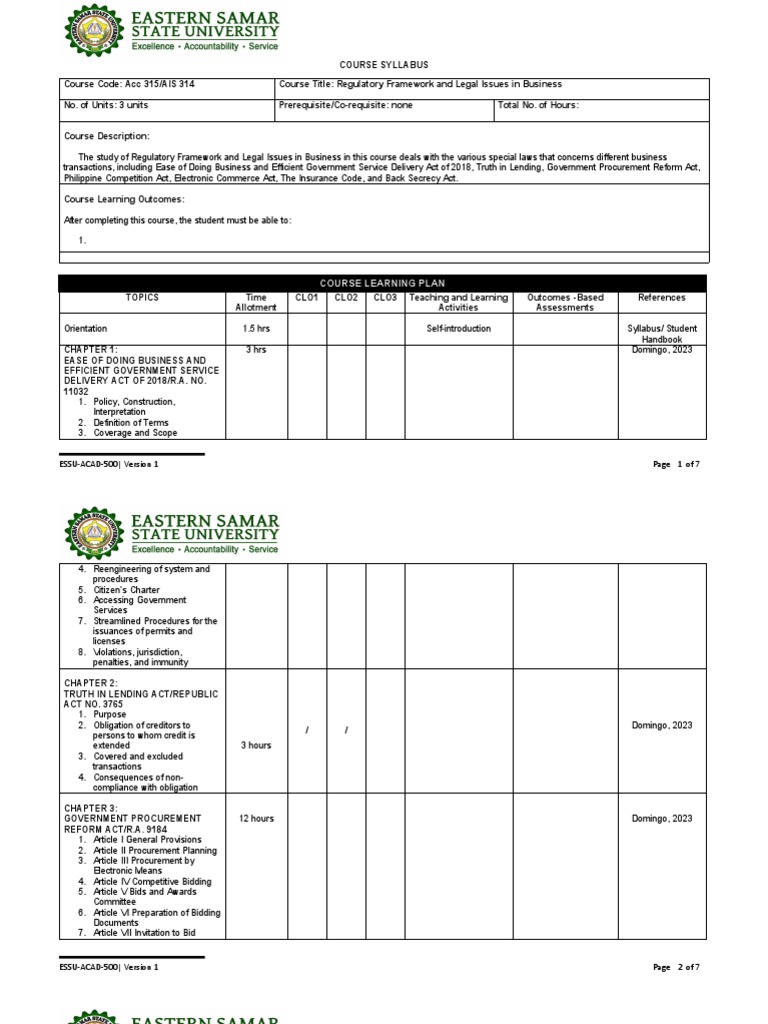 Course Syllabus RFBT | PDF