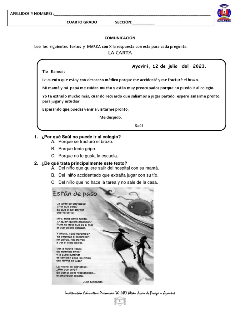 III Prueba LA_2023 _4° | PDF