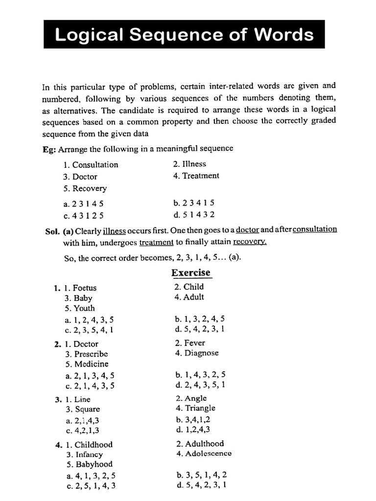 9. Logical Sequence of Words_Reasoning_General Test | PDF