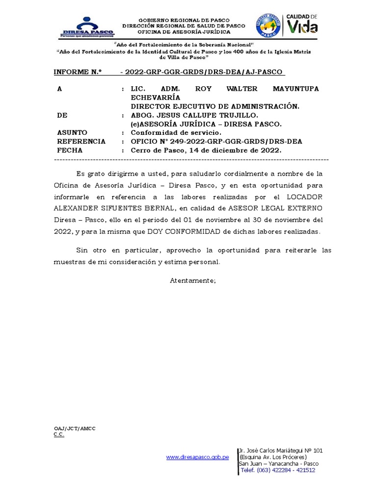 INFORME Proyeccion de Resolucion FINAL FINAL | PDF