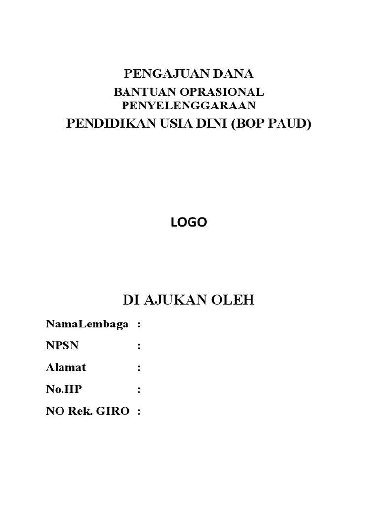 Contoh Sampul BOP Paud | PDF