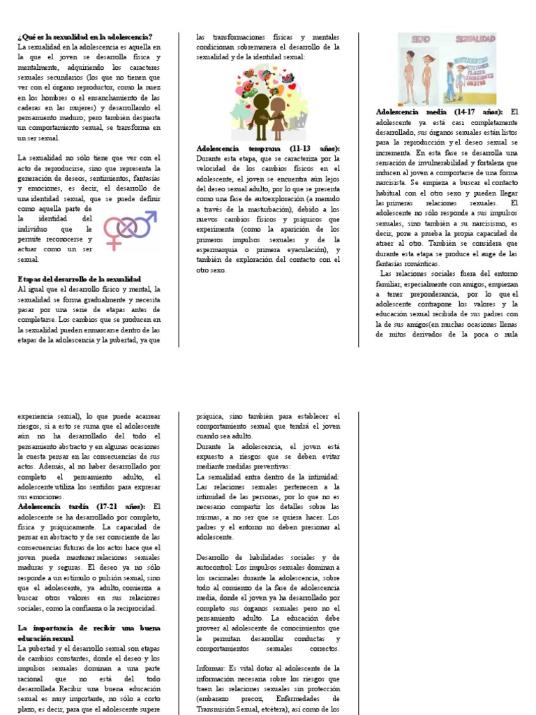 Triptico - SEXUALIDAD | PDF | Adolescencia | La sexualidad humana