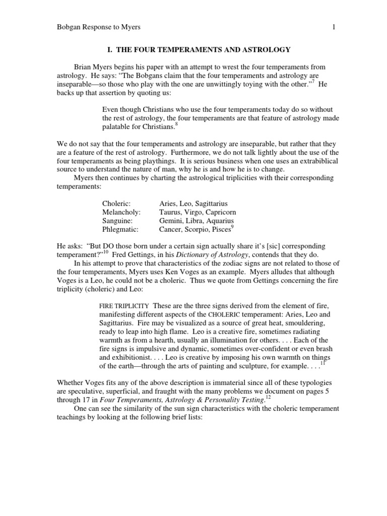 I. The Four Temperaments and Astrology: Fire Triplicity Choleric | PDF ...
