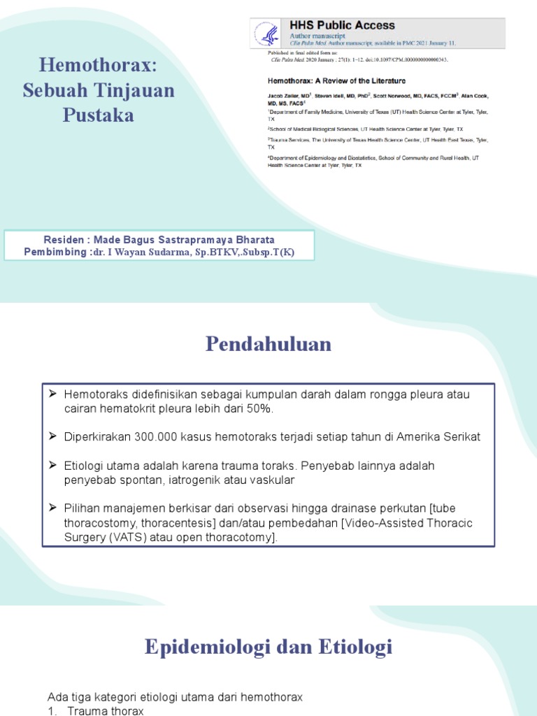 Hemothorax Pdf