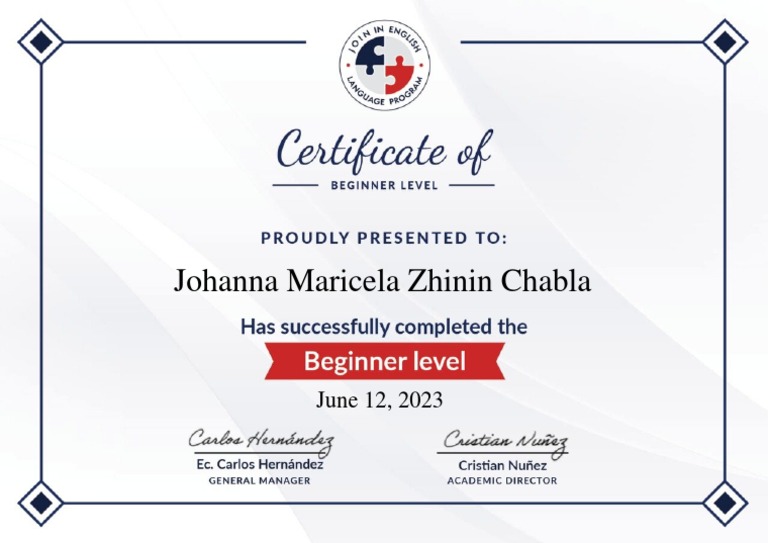 Beginner Certificate Pdf
