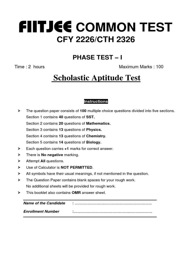 Scholastic Aptitude Test Phase I Guide | PDF