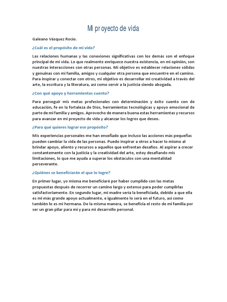 Mi Proyecto de Vida | PDF