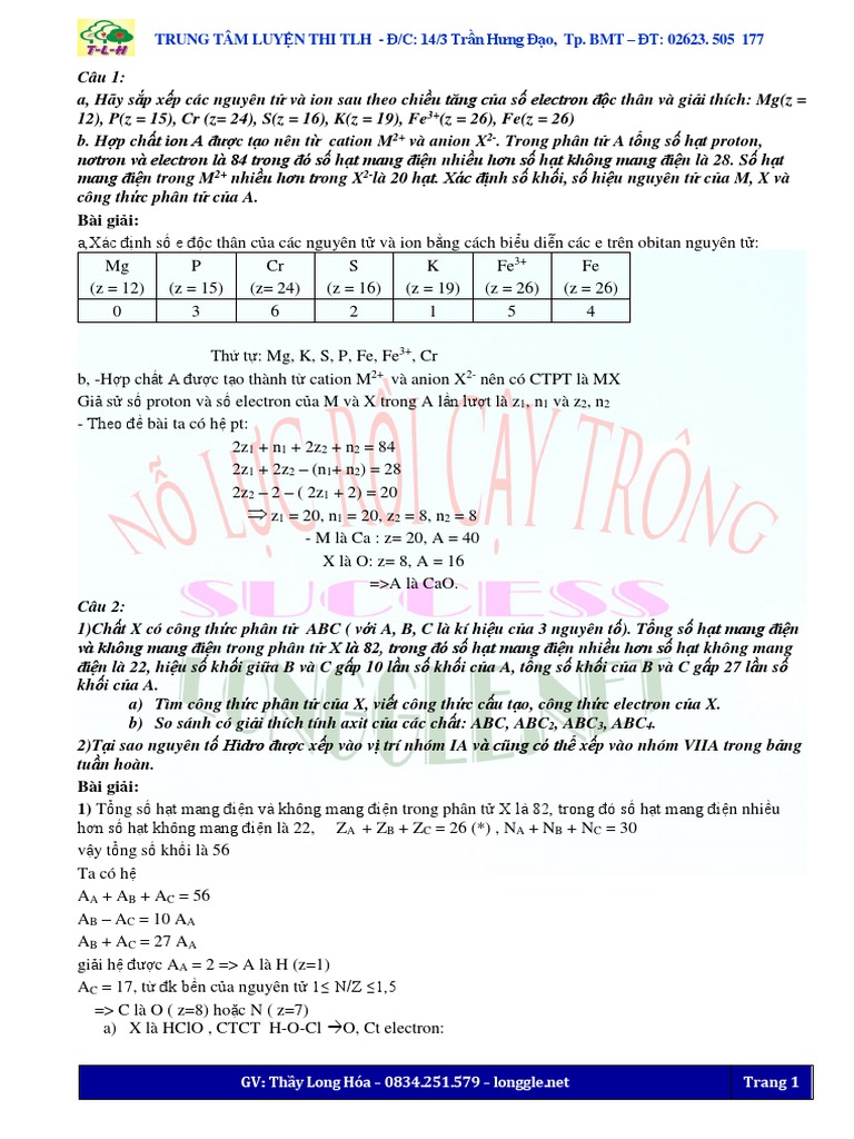 Bai Tap Cau Tao Nguyen Tu Kho | PDF