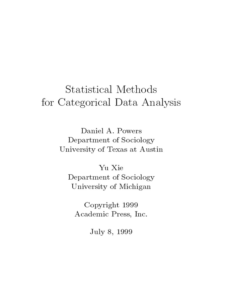 Statistical Methods For Categorical Data Analysis | PDF | Analysis ... Statistical Methods For Categorical Data Analysis | PDF | Analysis ...