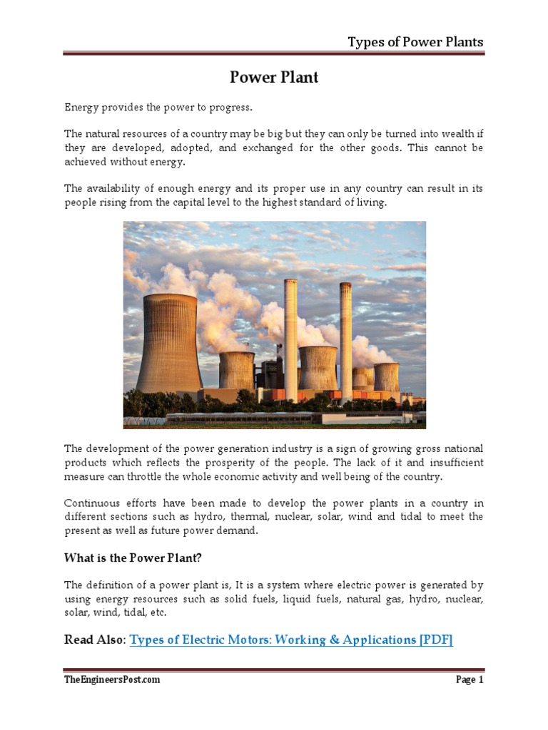 Types of Power Plant | PDF