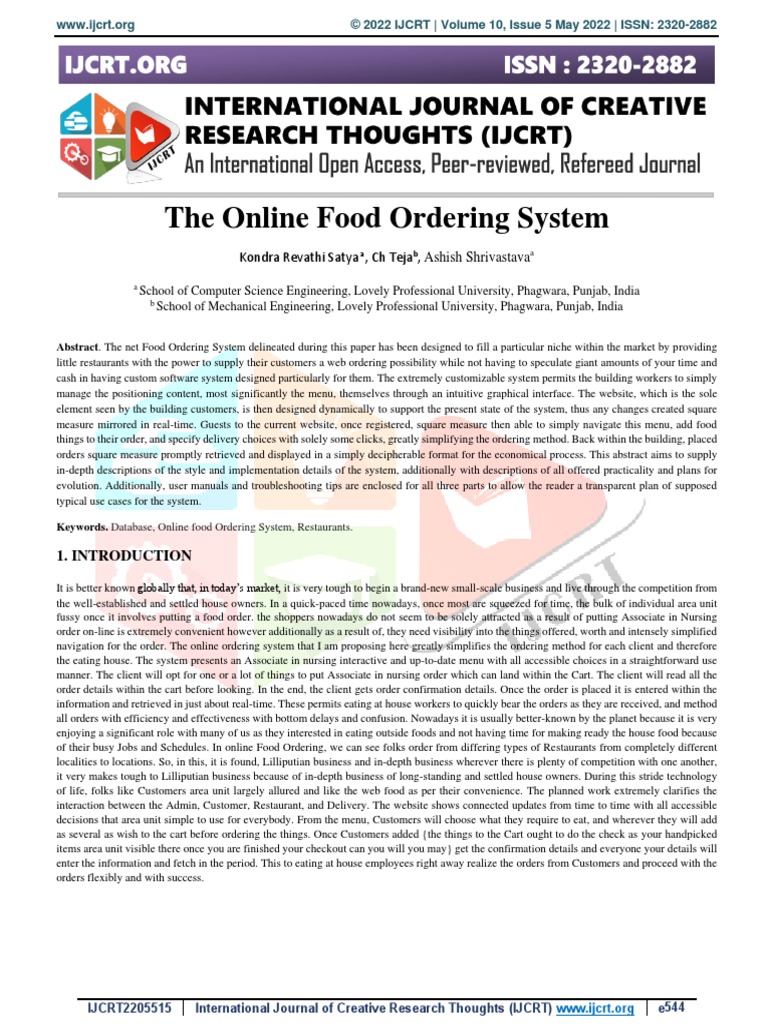 Online Food Ordering System | PDF | Websites | Information Technology