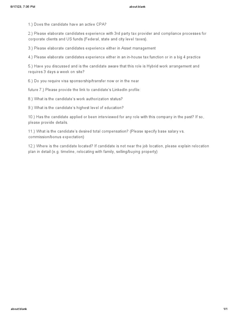 LGIMA - Tax Manager - Screening | PDF | Law