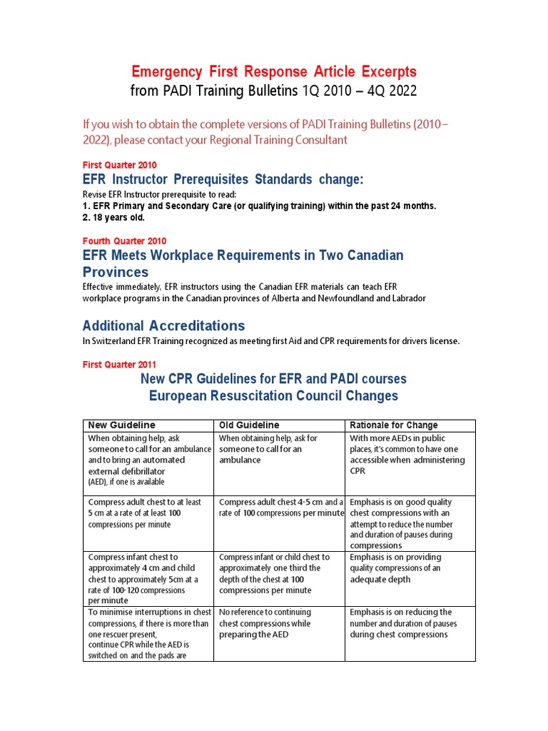 EFR Standards Revisions 2010-4Q2022 | PDF