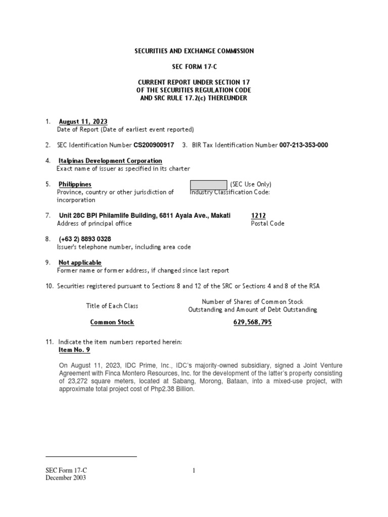 SEC Form 17 C Press Release | PDF