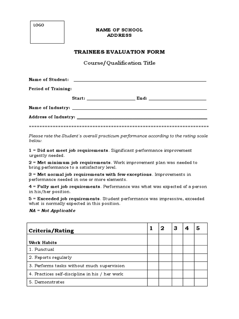 Ojt Form Pdf