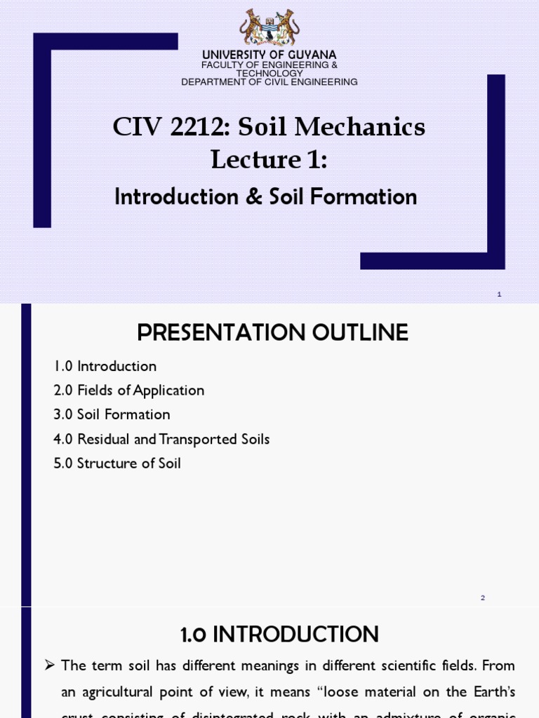CIV 2212 Lecture 1 Introduction & Soil Formation | PDF