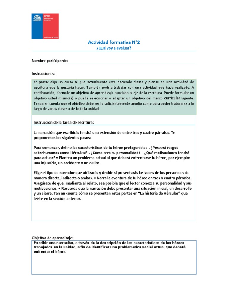 Actividad Práctica Semana 2 Formativa 2 | PDF | Evaluación | Narración
