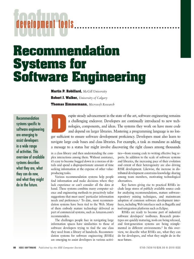 Recommendation Systems For Software Engineering | PDF