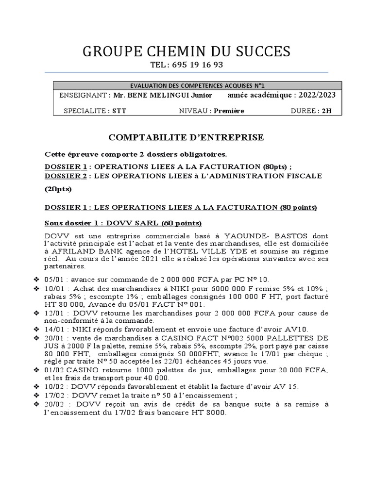Epreuve de Ce1 | PDF | Effet de commerce | Taxe sur la valeur ajoutée