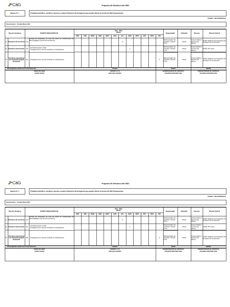 Programa Simulacro | PDF