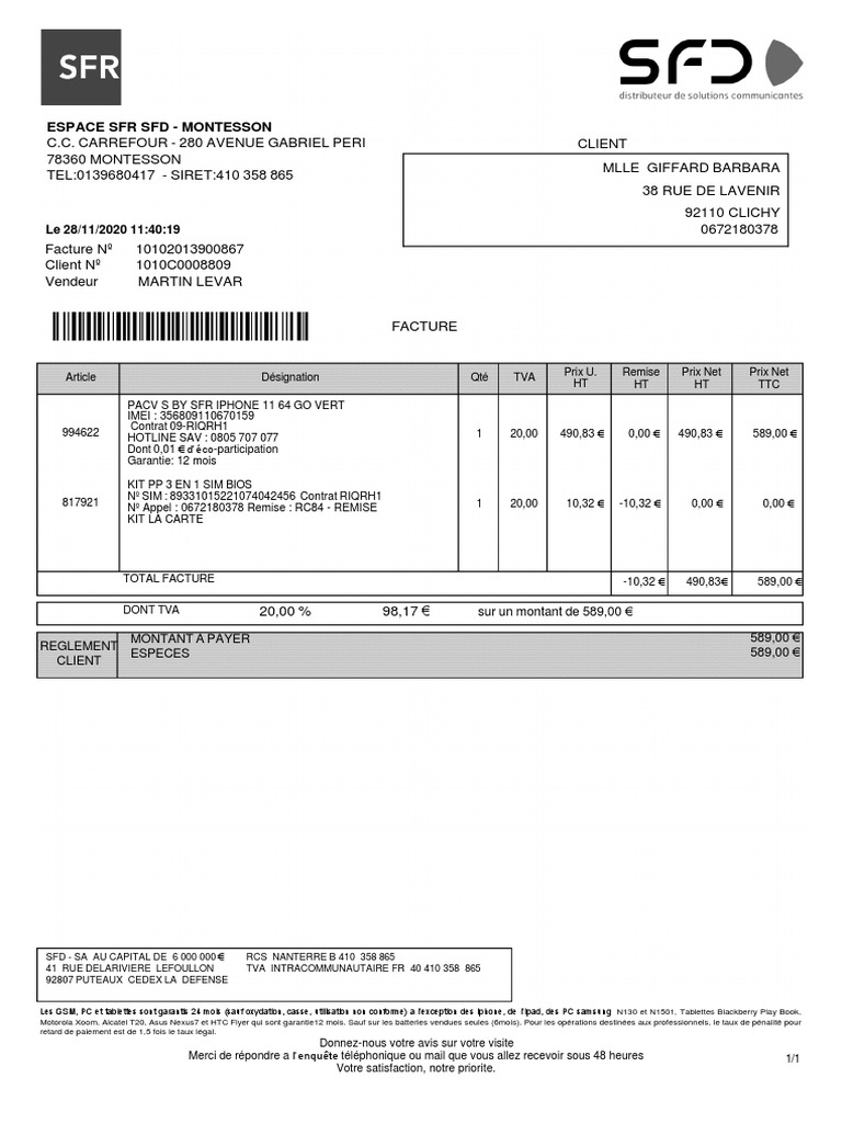Ma Facture SFR | PDF