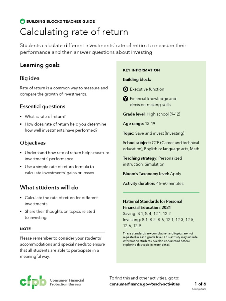 Calculating Rate Return - Guide | PDF | Investment Fund | Investing