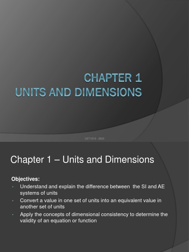 Chapter 1 - Units and Dimensions Updated | PDF