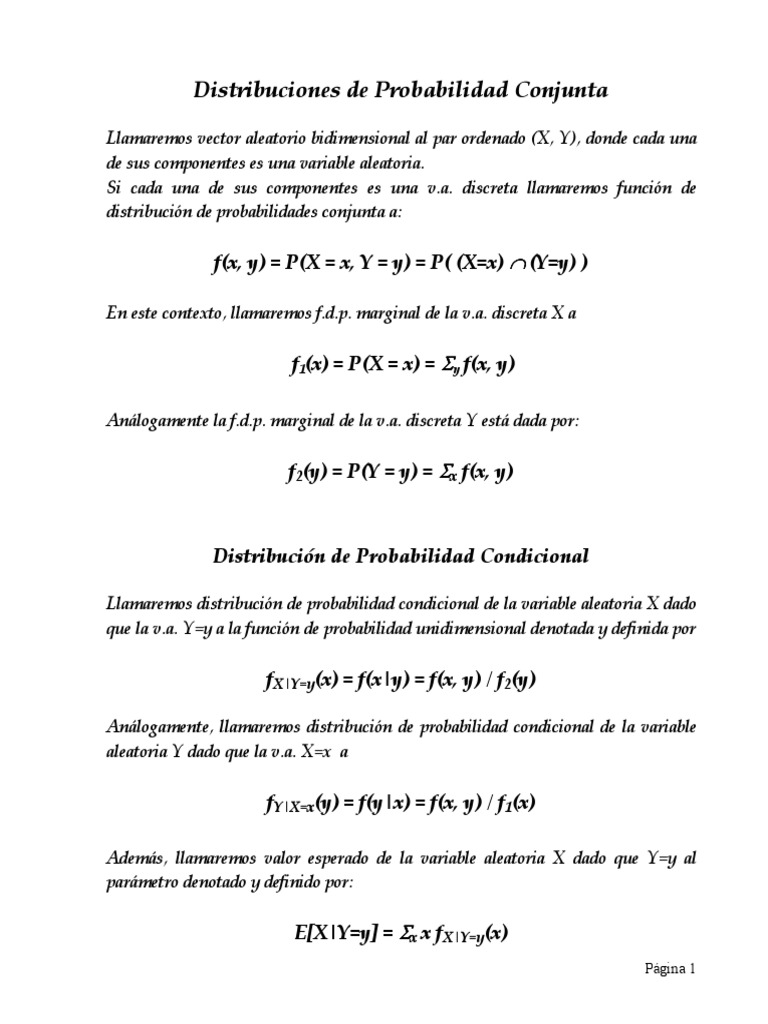 Distribuciones de Probabilidad Conjunta | PDF | Variable aleatoria ...