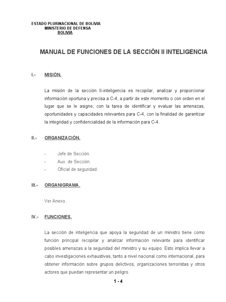 05 Manual de Funciones Sec Ii Inteligencia Min Def | Descargar gratis PDF | Valores | La ...