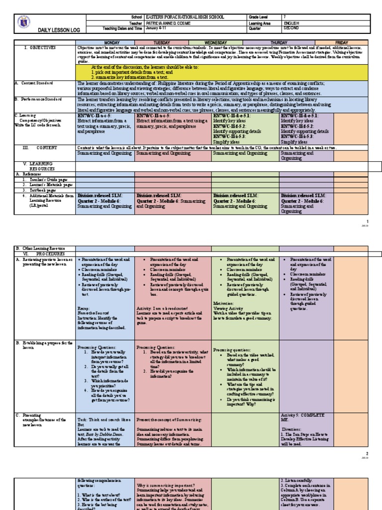 Module 6 (Summarizing Key Points) | PDF | Reading Comprehension ...