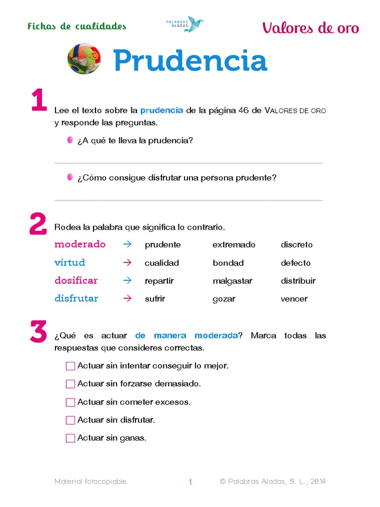 Ejemplos y Actividades de Prudencia Infantil | PDF