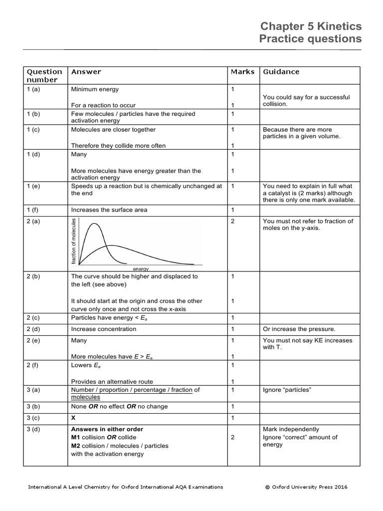 AQA A Level Chem CH5 Practice Question Answers | PDF