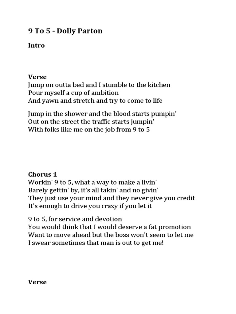 9 To 5 - Dolly Parton | PDF