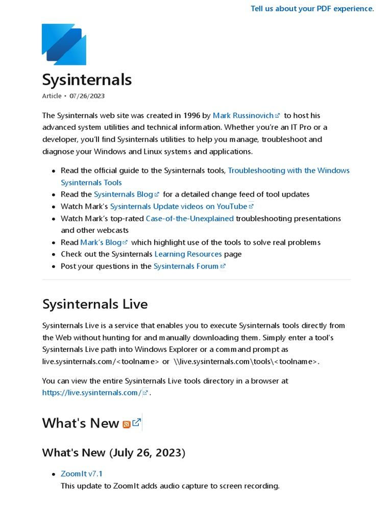 Sysinternals Suite - User Manual | PDF