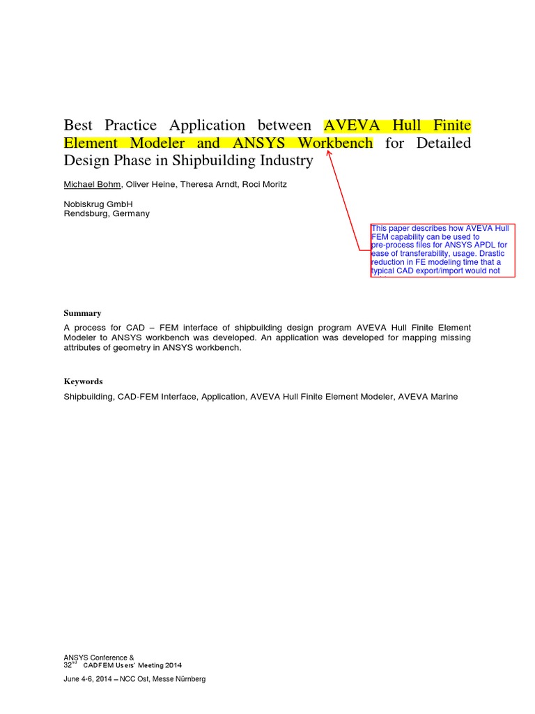Aveva - Hull Fem & Ansys Linkage (2014) | PDF